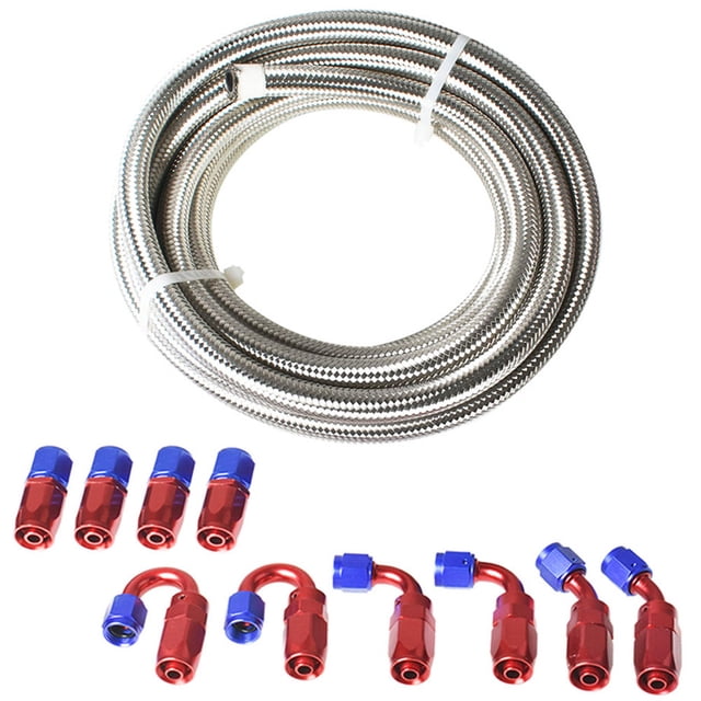 LABLT 20FT Braided Fuel Hose Line 10AN 8AN 6AN 4AN Swivel Hose End ...