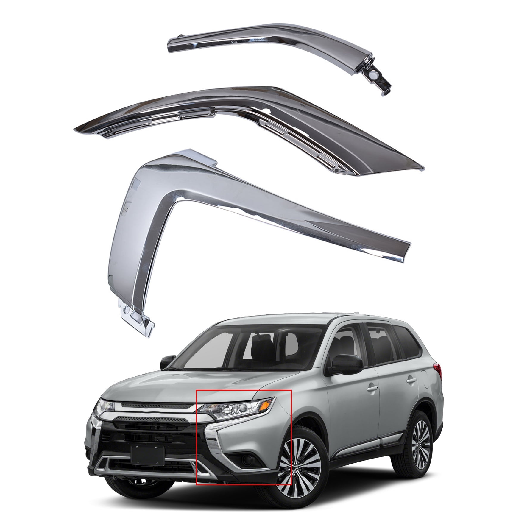 LABLT 3Pcs Set Front Bumper Lh Chrome Trim Molding for 2016-2020 ...