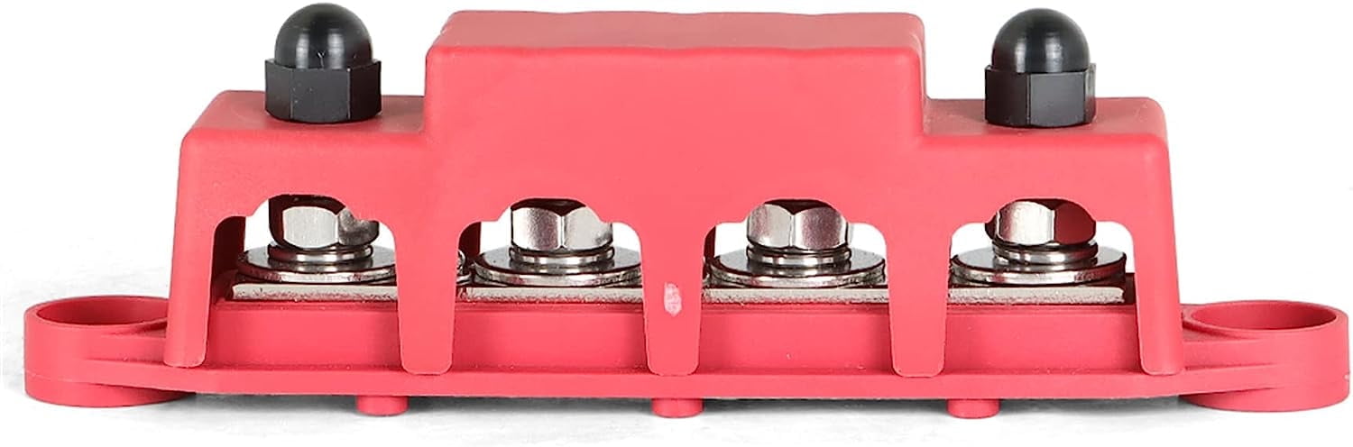 LABLT 4 Way Terminal Junction Block Busbar 3/8 250A 12V with Cover Red ...