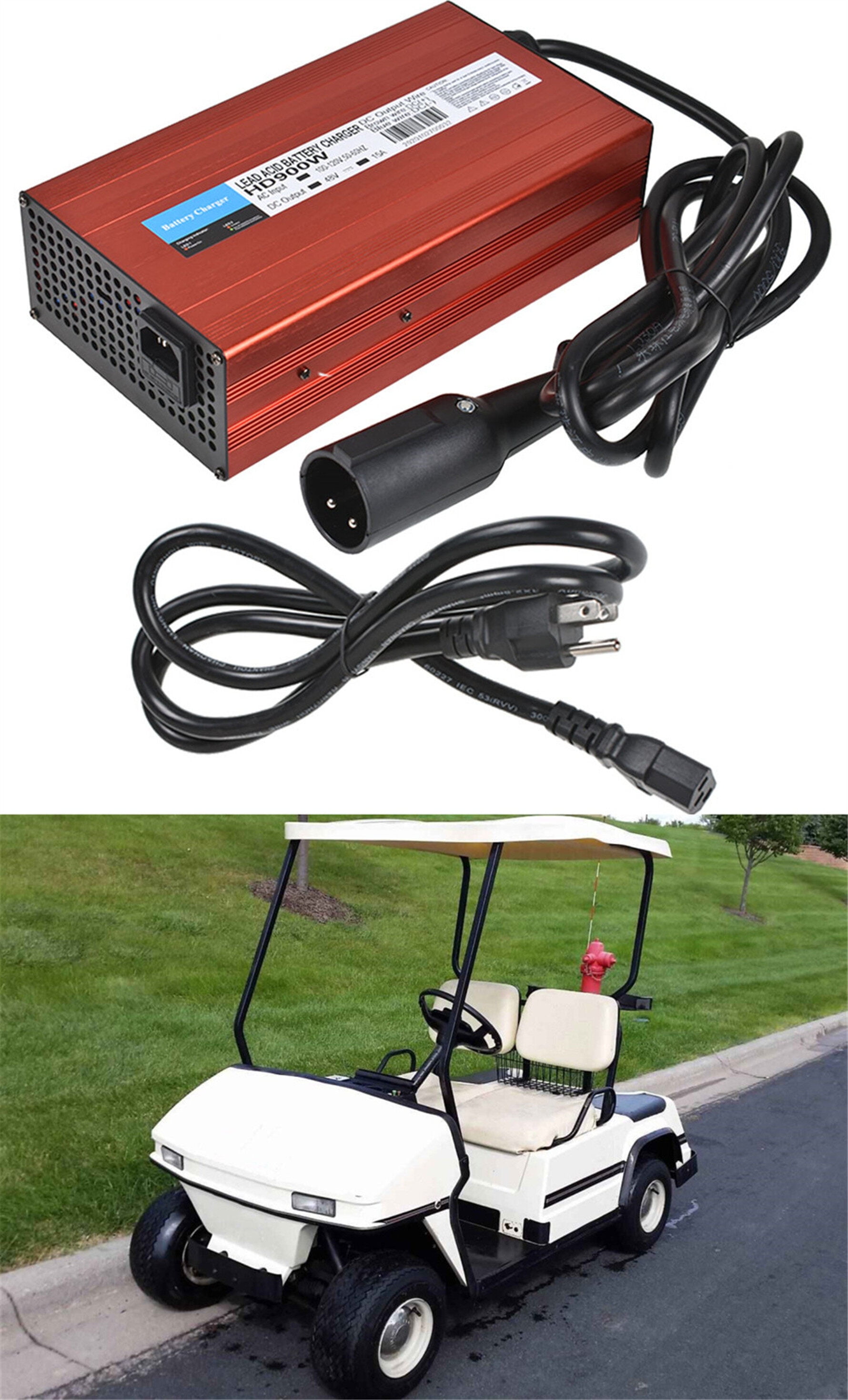 LABLT 48V 15A Club Car Battery Charger with 3-Pin Round Plug ...
