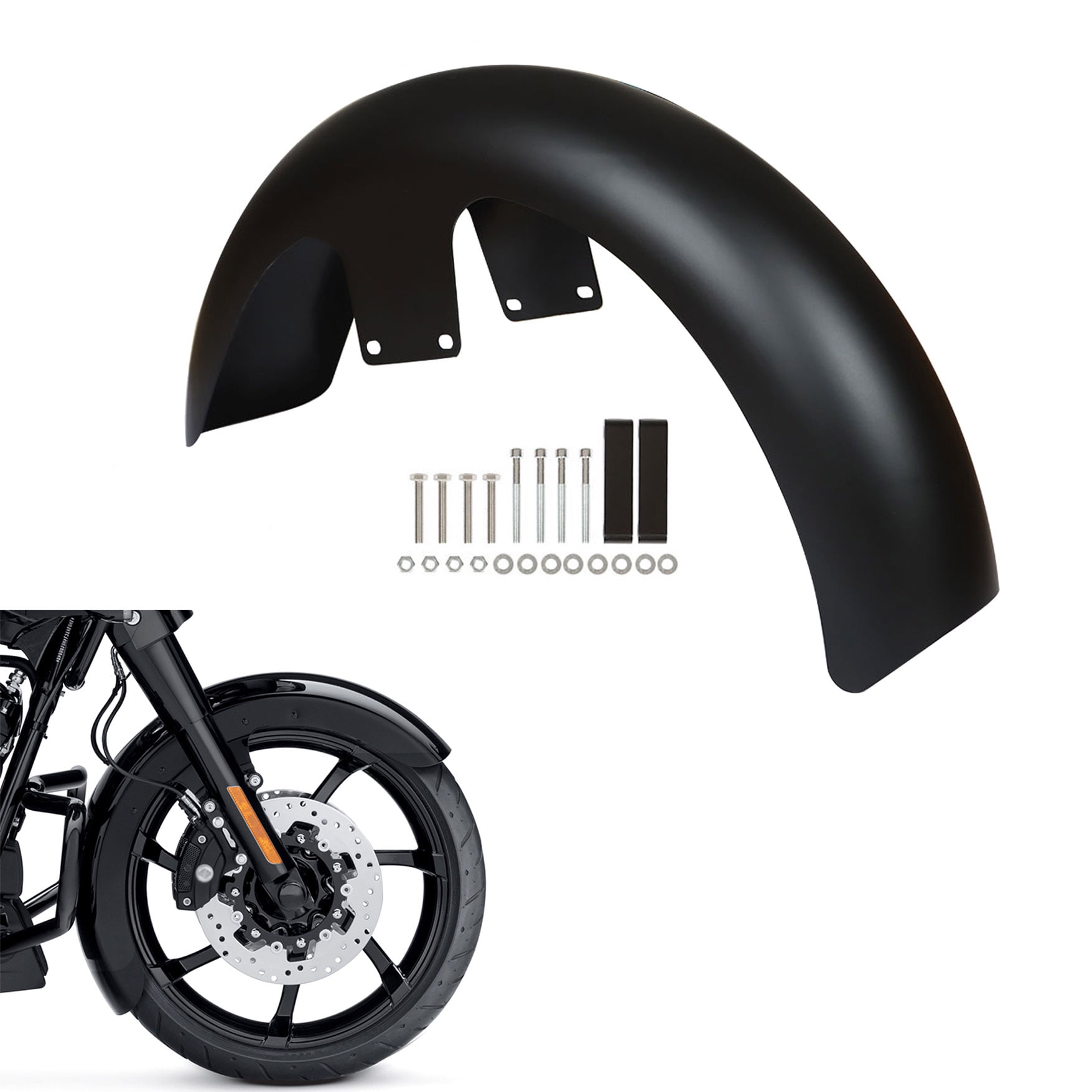 LABLT Black 21" Wrap Front Fender for Motorcycle Touring Street Road ...