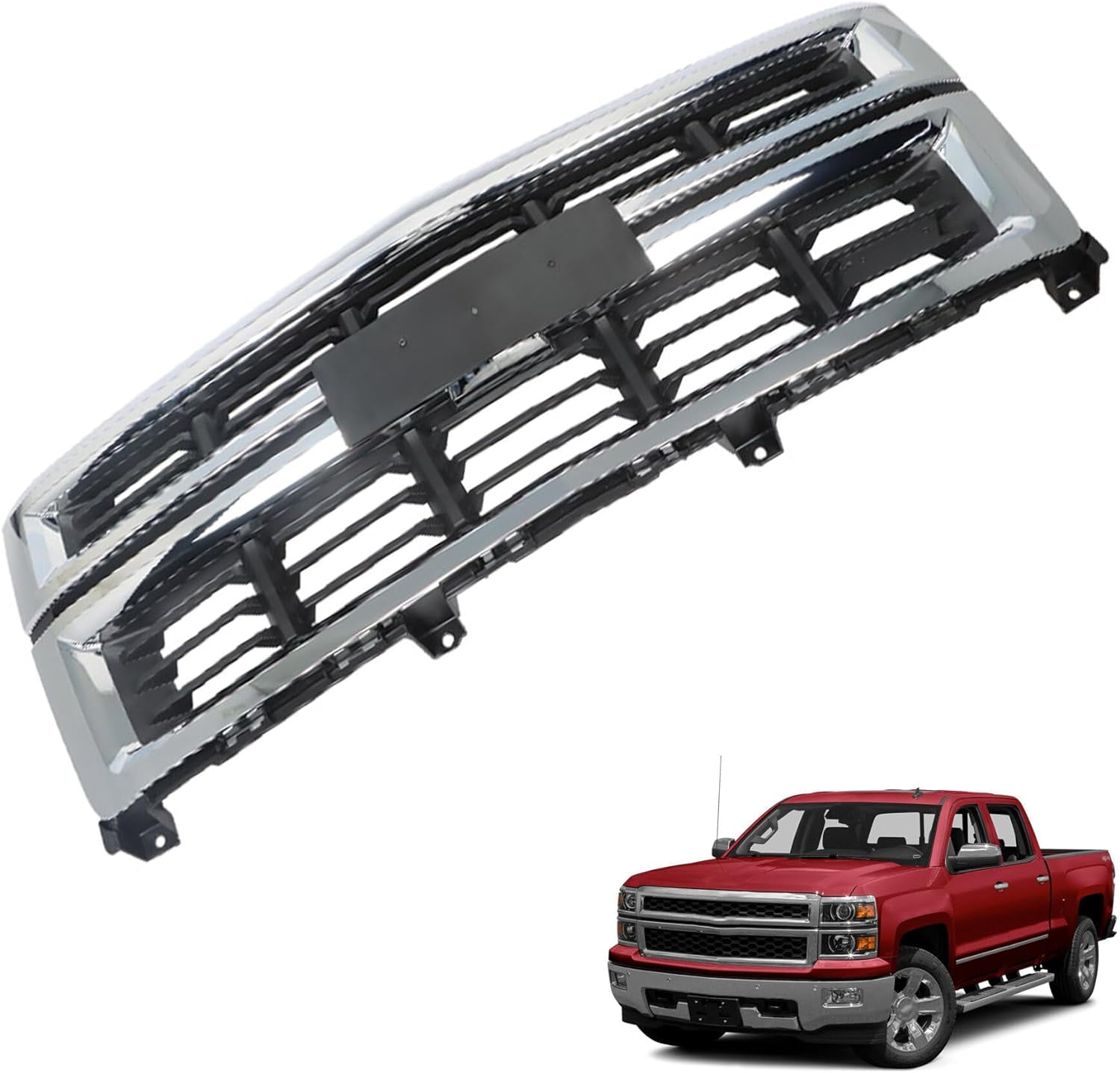 LABLT Chrome Grille Front Bumper Chrome Frame Replacement for 2014-2015 ...
