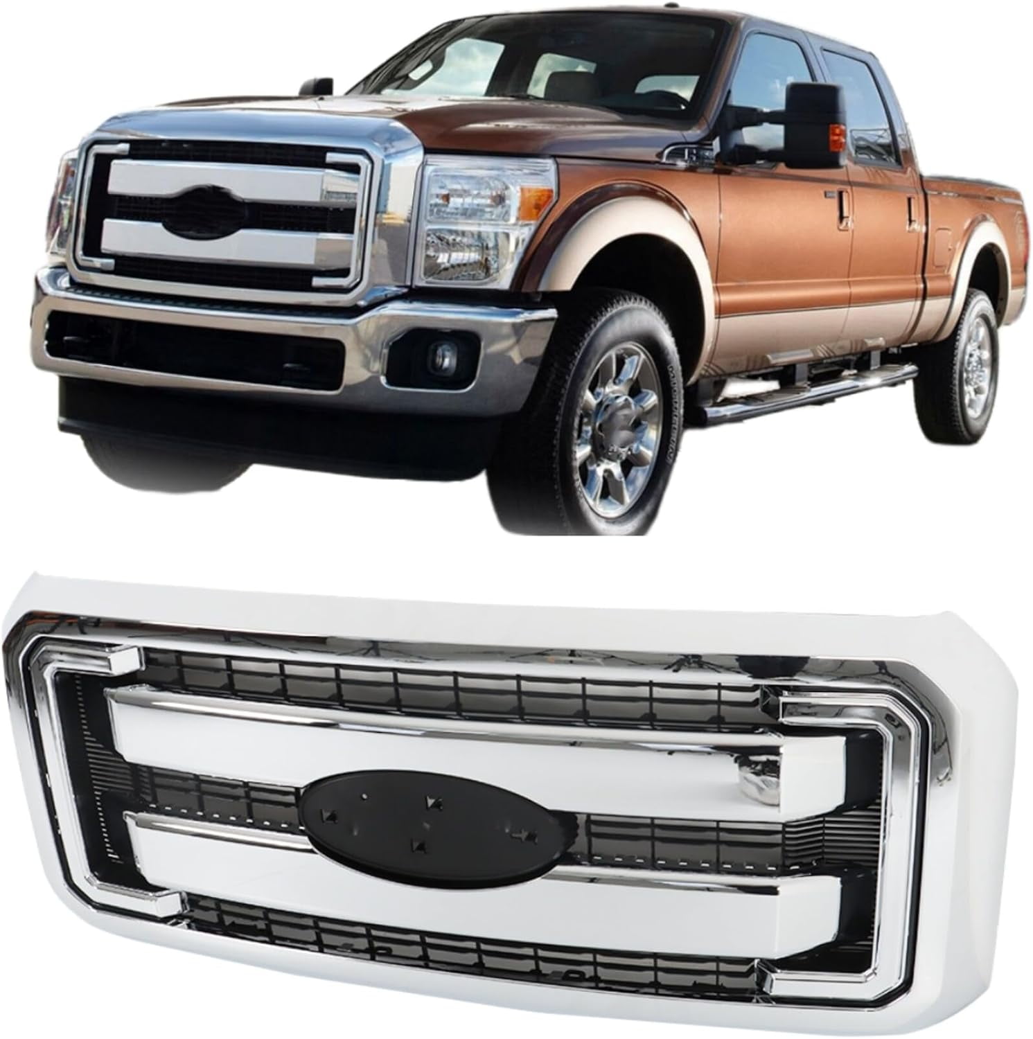LABLT Chrome Grille Front Grille Replacement for Super Duty F250/F350 ...