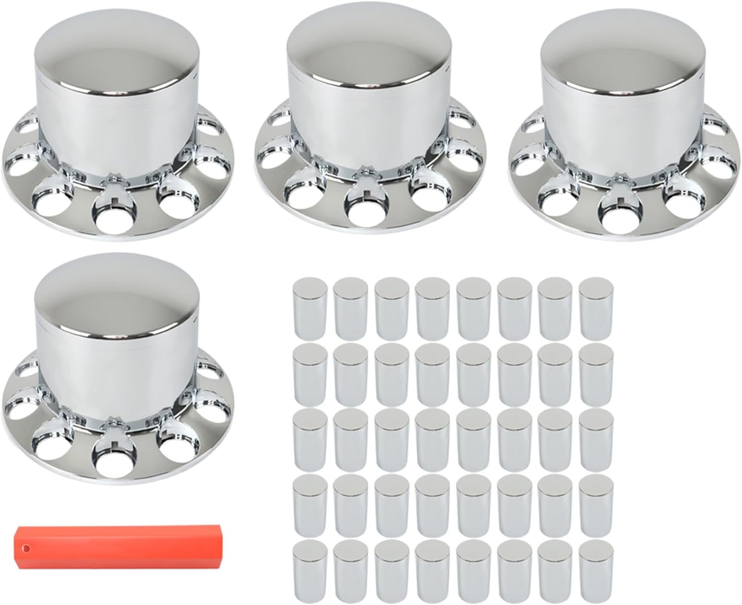 LABLT Chrome Hub Cover Kit 4 Rear Wheels 33mm Flat Head Lug Nuts ...