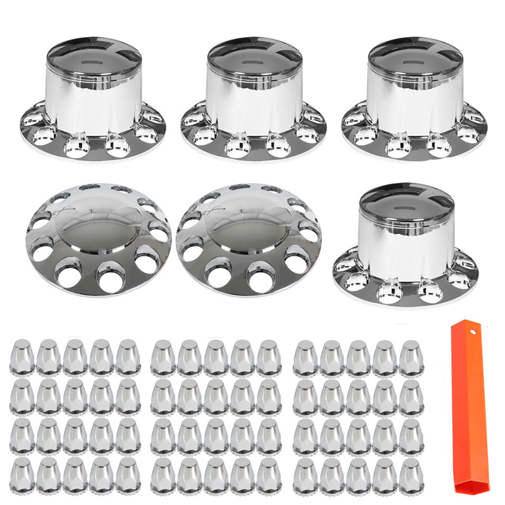 LABLT Chrome Hub Cover Semi Truck Wheel Kit Axle Cover 33mm Lug Front ...