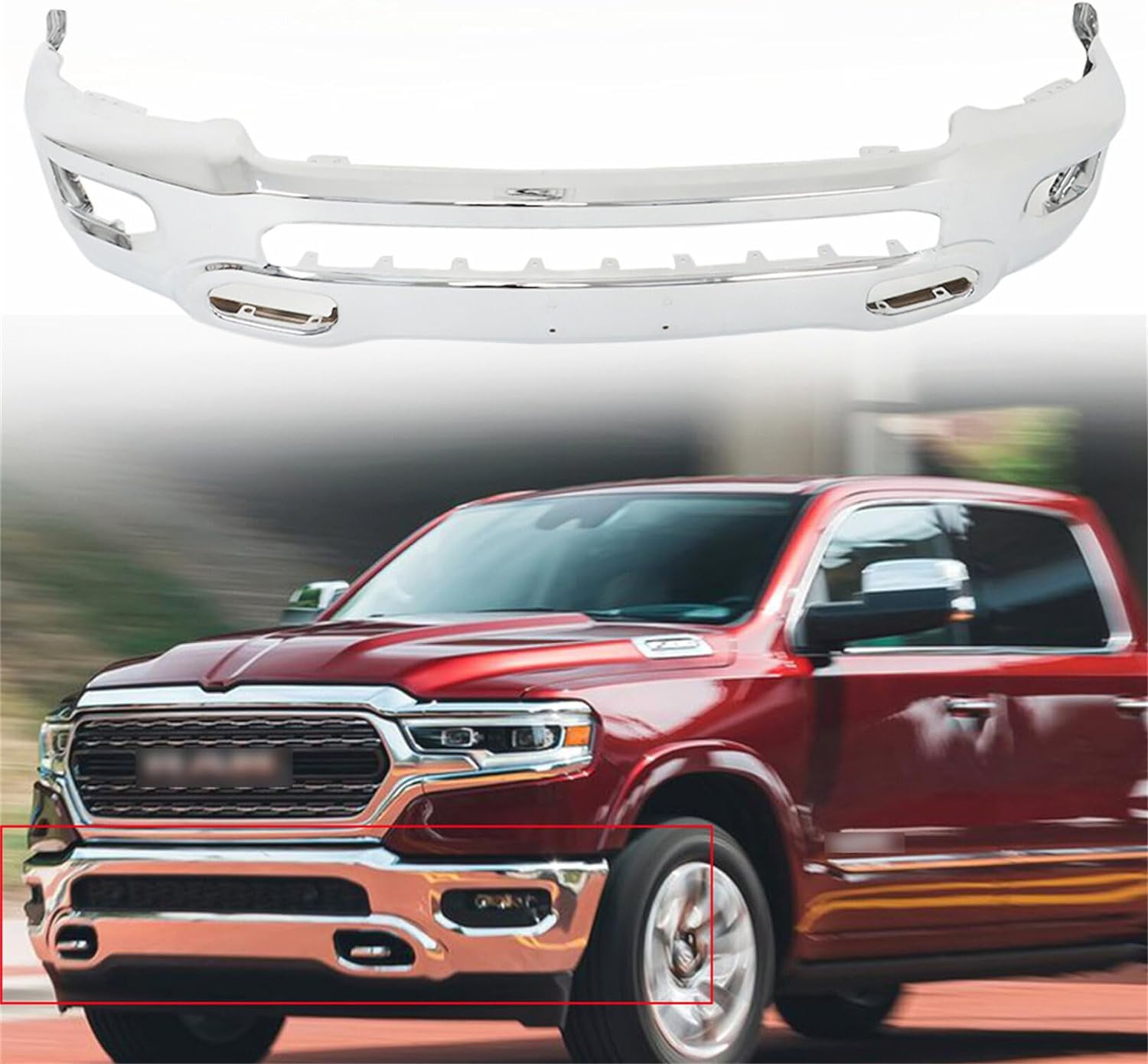 LABLT Chrome Steel Front Bumper Face Bar Replacement for 2019-2023 ...