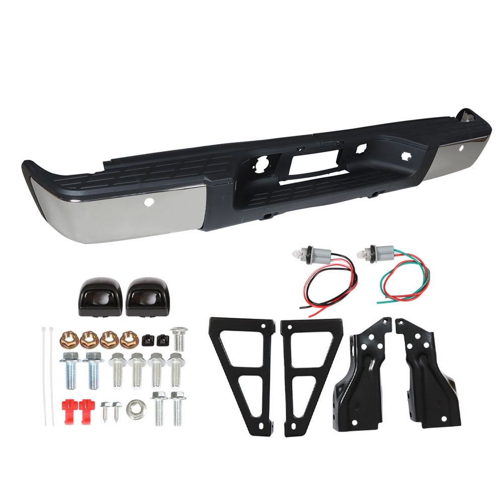 LABLT Complete Black & Chrome Rear Bumper for Car 07-13 Chevy Silverado ...