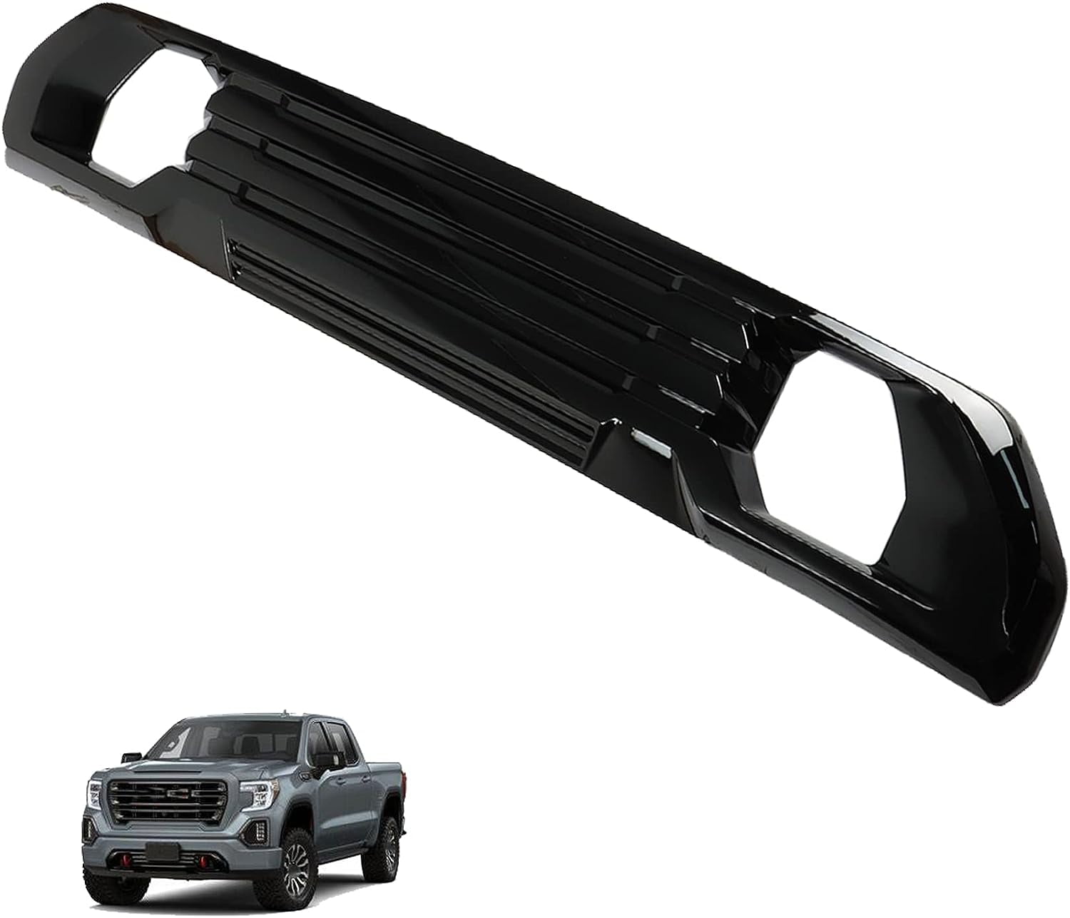 LABLT Front Bumper Filler Lower Grille Plate Gloss Black Replacement ...