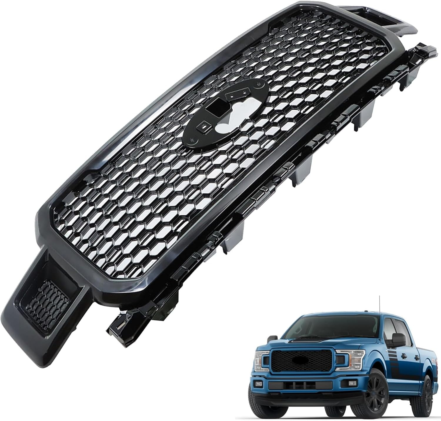 LABLT Front Bumper Radiator Grille Assembly Matt Black without Base ...