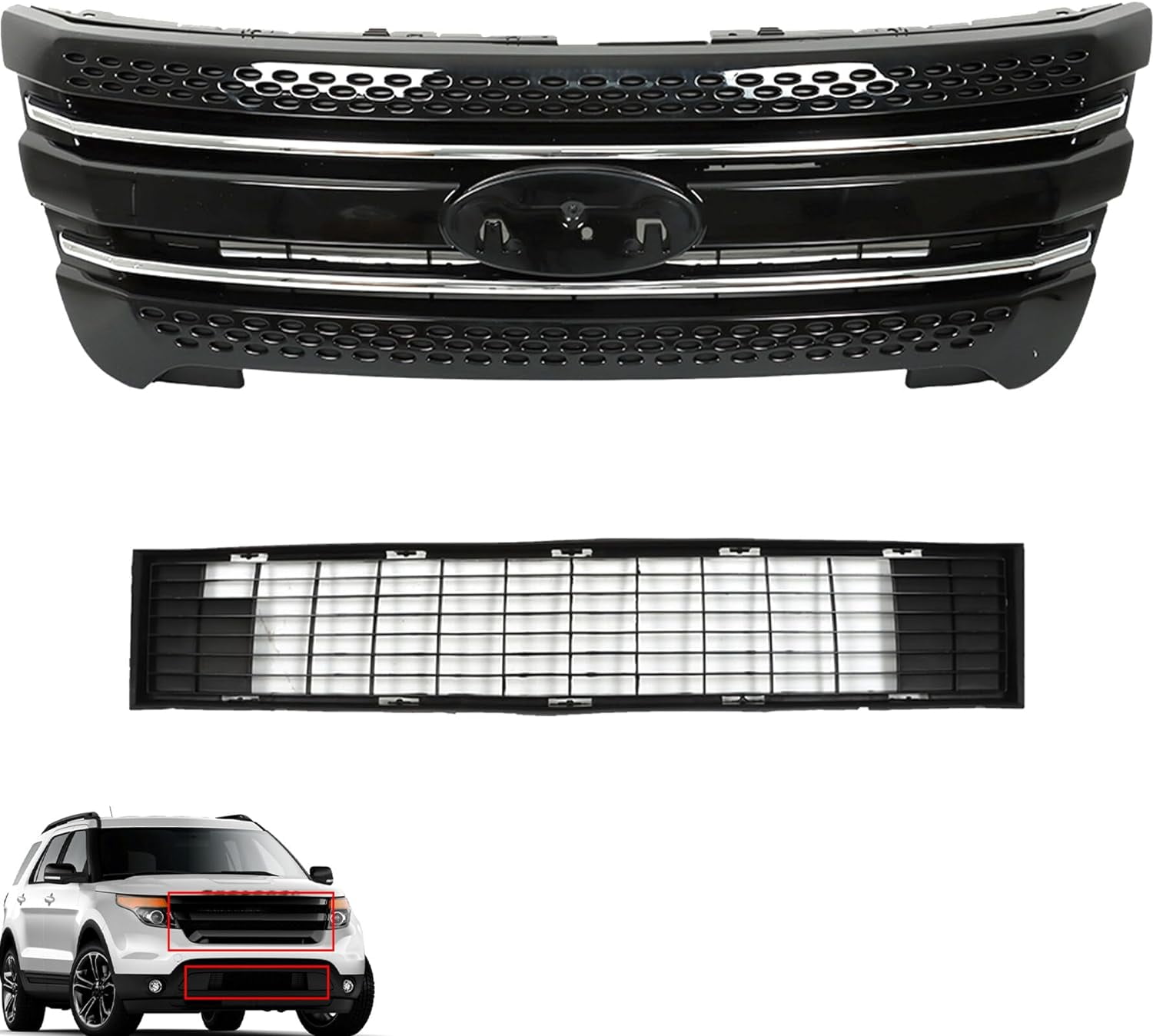 LABLT Front Grille Inserts Overlay Trim Covers High Gloss Black ...