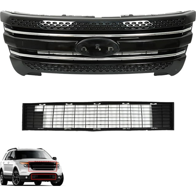 LABLT Front Grille Inserts Overlay Trim Covers High Gloss Black ...