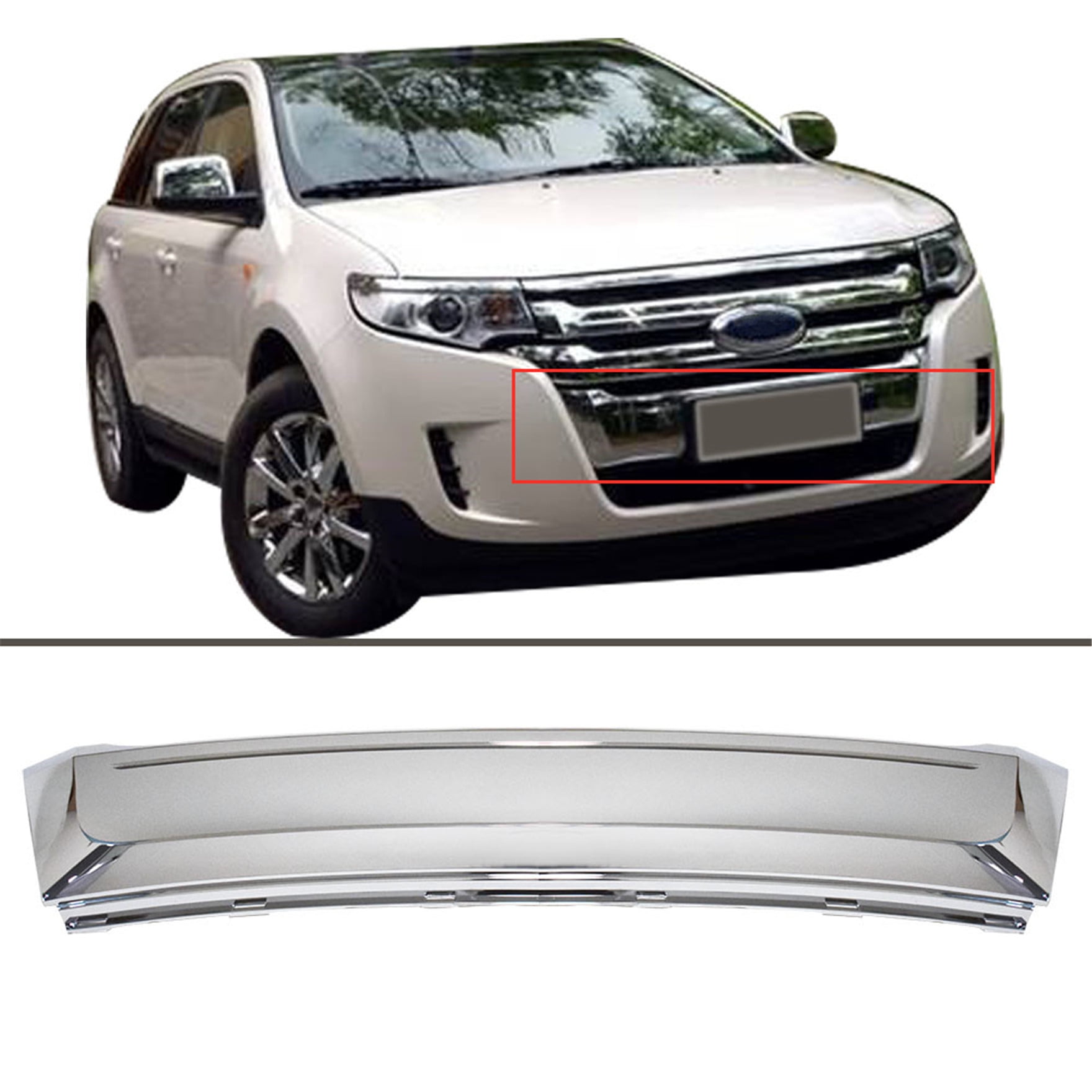 LABLT Front Lower Chrome Grille Moulding for 2011-2014 Ford Edge ...