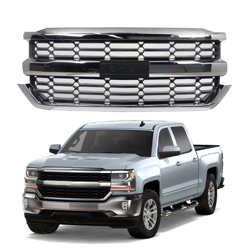 LABLT Front Upper Grille Chrome Replacement for Chevy Silverado 1500 ...
