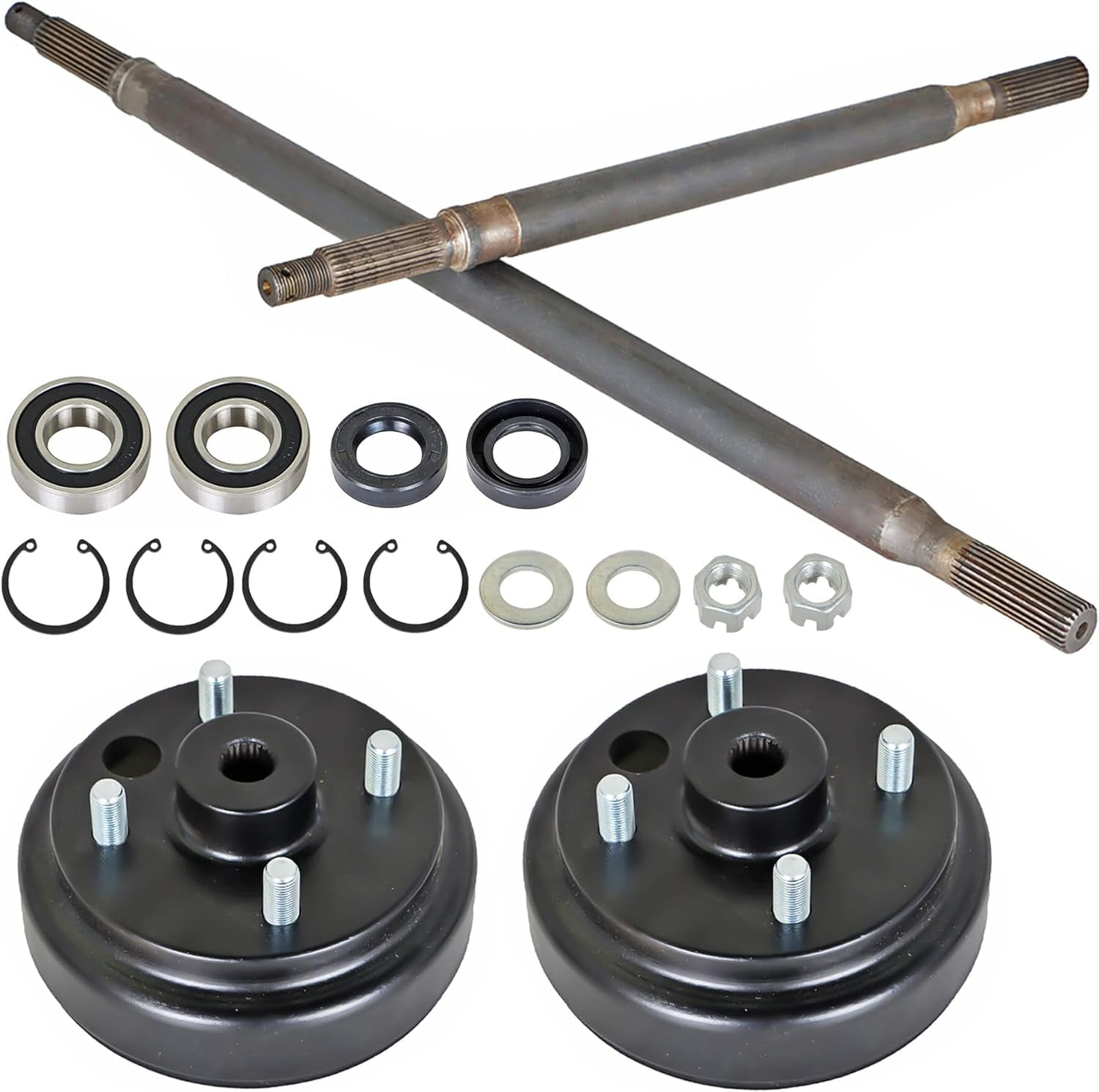 LABLT Golf Cart Rear Axle + Brake Hub Drum Assembly Kit Replacement for ...