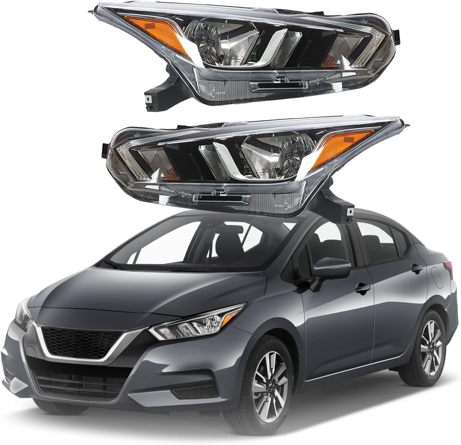 LABLT Headlight Assembly Replacement for 2020 2021 Nissan Versa Halogen ...
