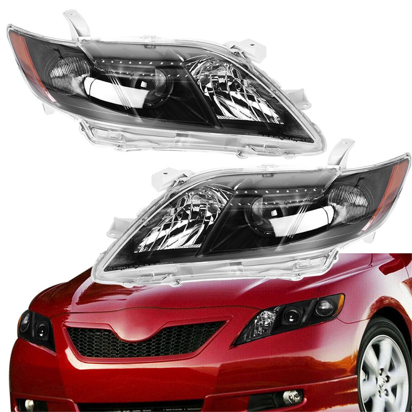 LABLT Headlights Headlamp Assembly L+R for 2007-2009 Toyota Camry Black ...