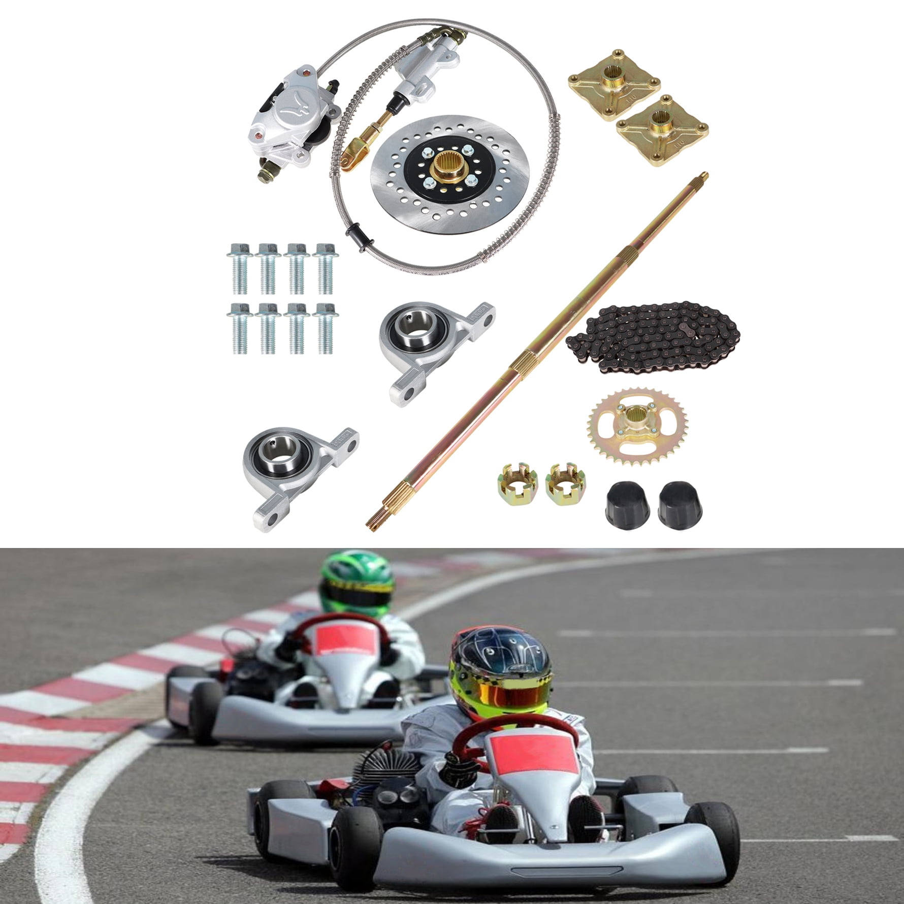 LABLT Rear Axle Assembly Kit with Shaft & Hub & Chain & Brake Master ...