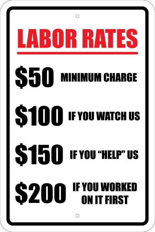 LABOR RATES GARAGE metal aluminium Sign metal aluminium Sign MAN CAVE ...