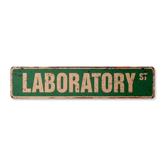 LABORATORY Vintage Plastic Street Sign lab worker assistant research ...