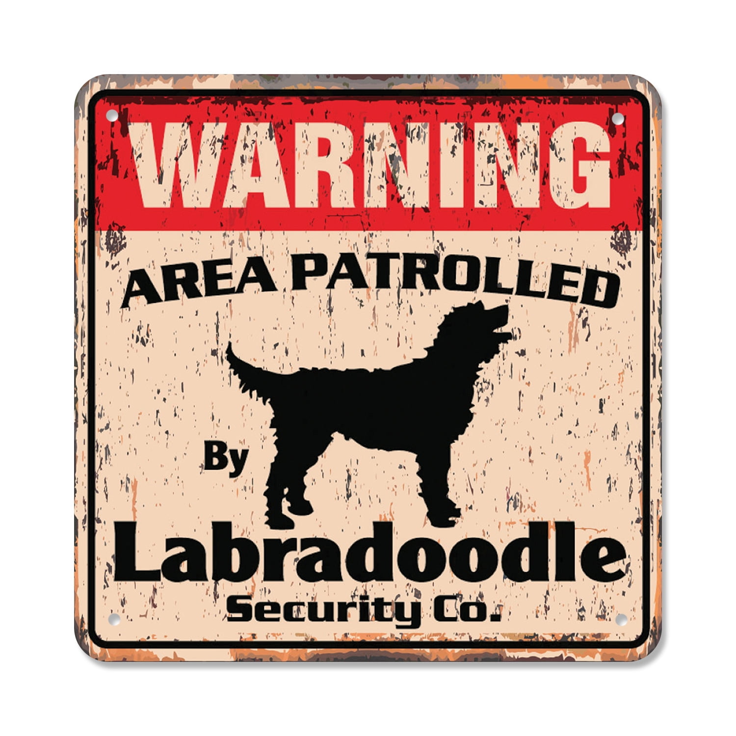 LABRADOODLE Vintage Security Sign Area Patrolled by pet signs breeder ...