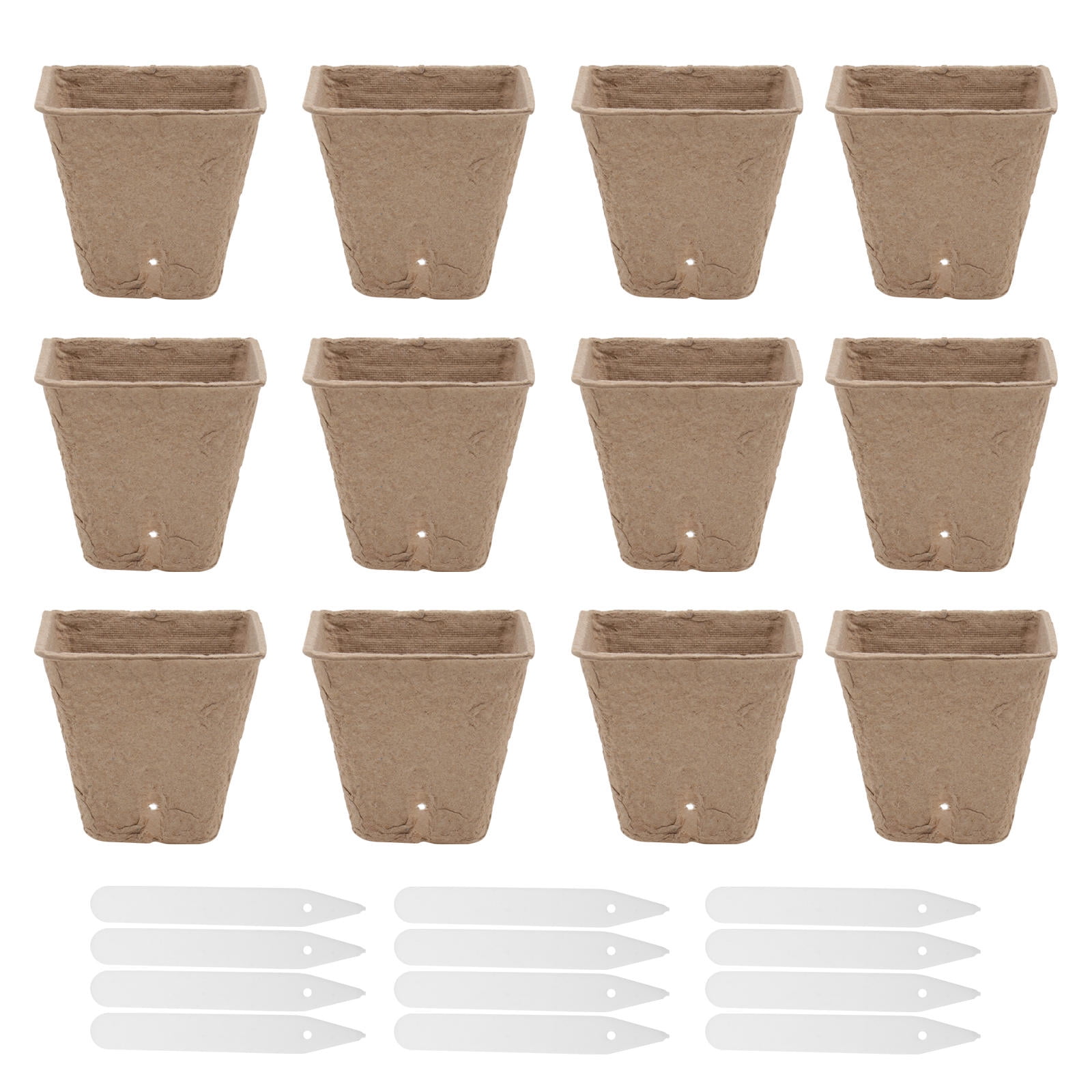 LABRIMP 100 Planting Cups Set 20 Labels Khaki Pulp for Home Gardening ...