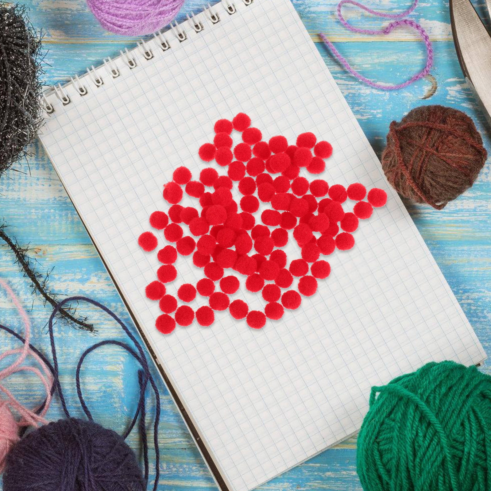 LABRIMP 100Pcs Tiny Pom Poms Red Craft Balls Polyester Diy Craft ...
