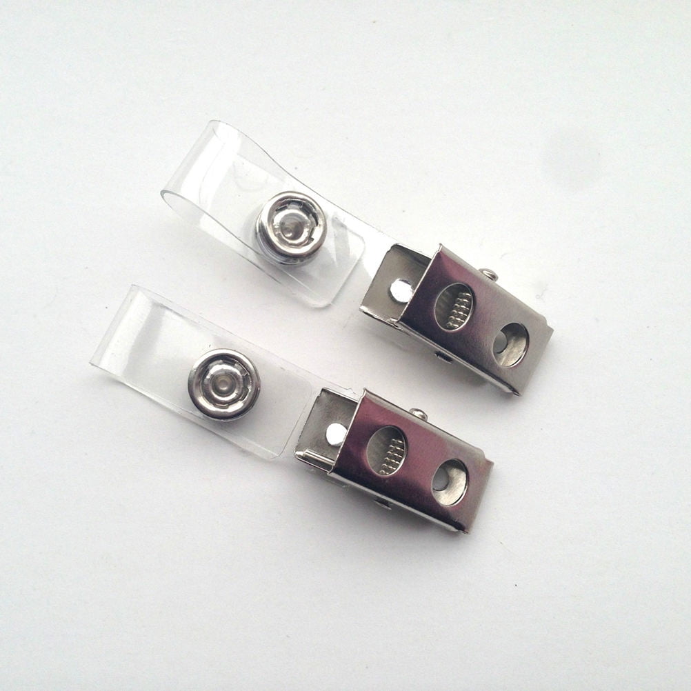 LABRIMP 100Set Metal Badge Fastener Silver Square Name Tag Clips for ...