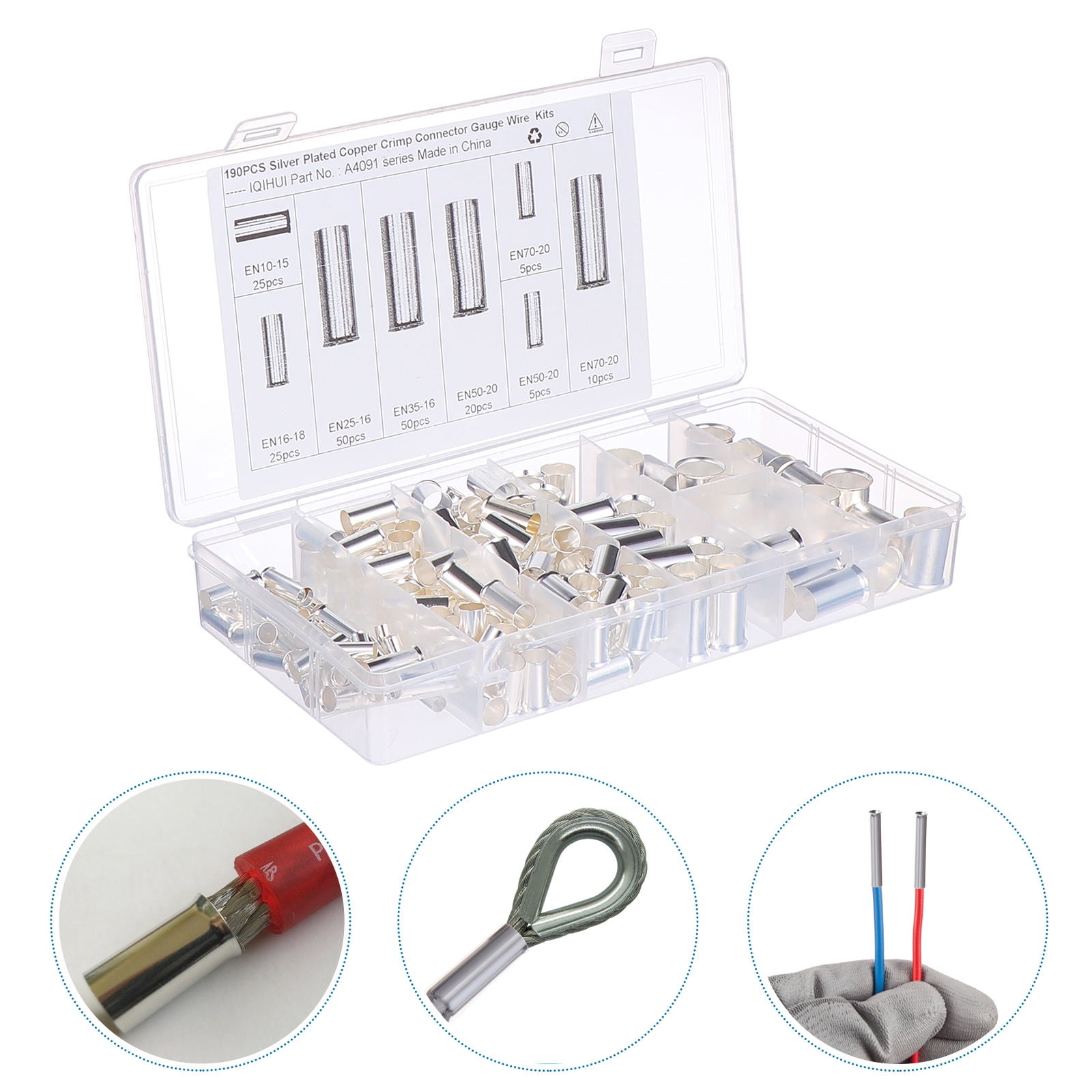 LABRIMP 190Pcs Tube Shape Copper Crimp Connector Insulation Flare Wire ...