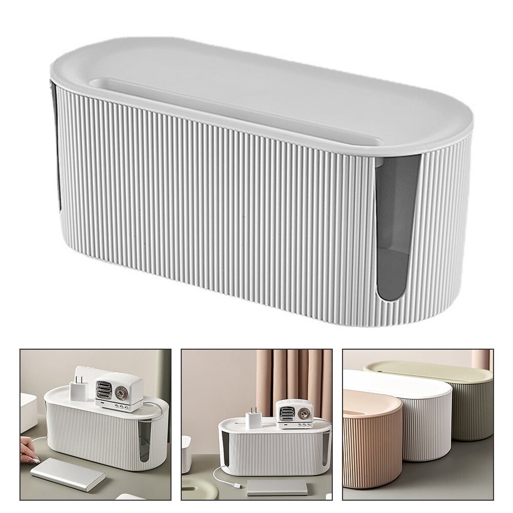 LABRIMP 1Pack White Rectangular PP Cable Organizer Container for Desk ...