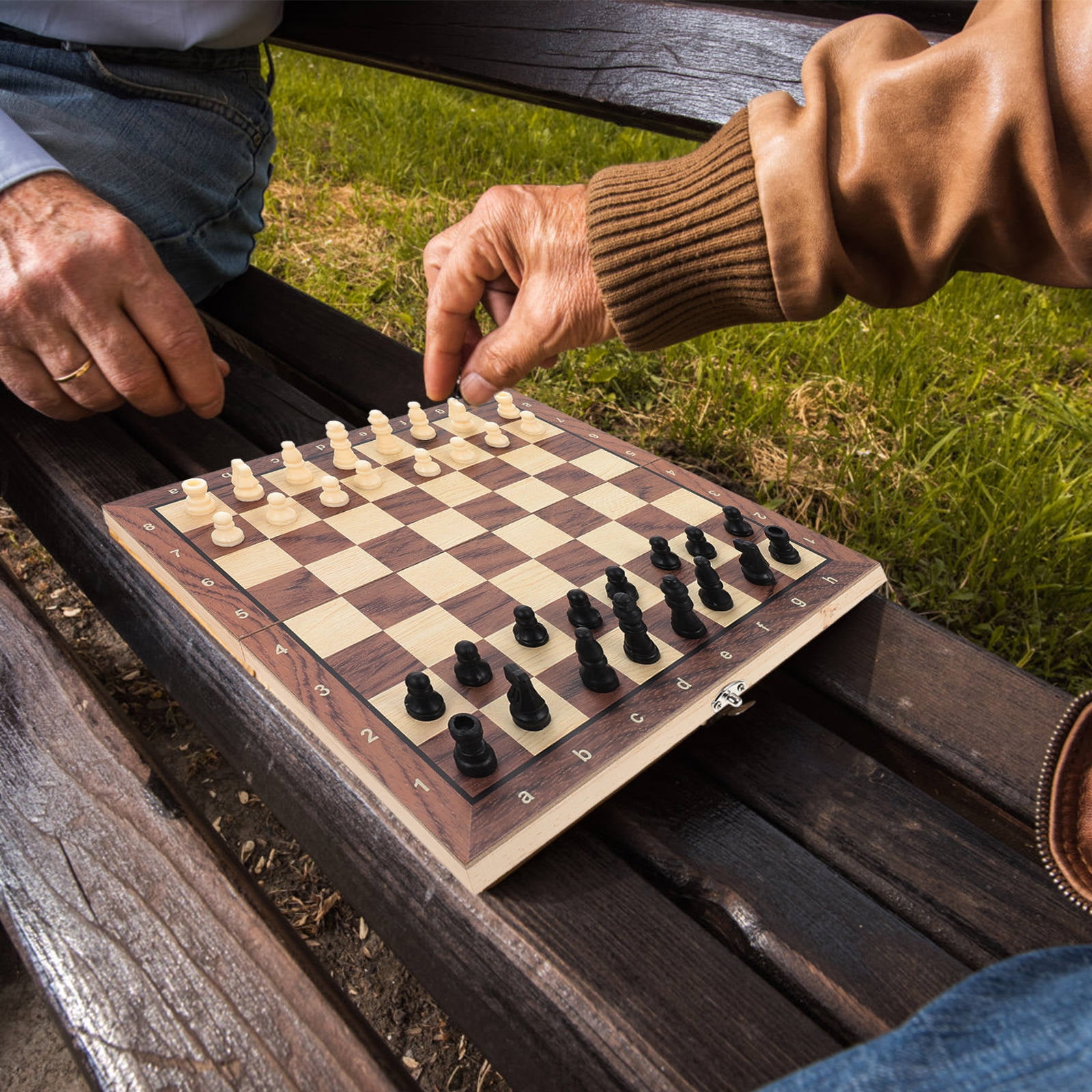 LABRIMP 1Set Folding Chess Toy Wood Material Square Design Portable For Kids Indoor Play ...