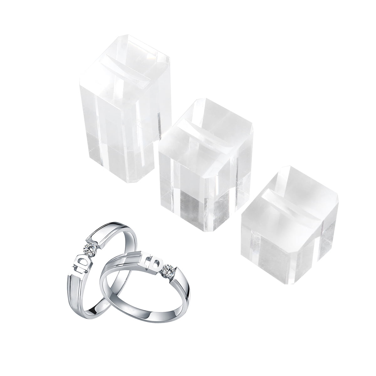 LABRIMP 3Pcs Acrylic Rings Rack Clear Jewelry Display Holder Novel ...