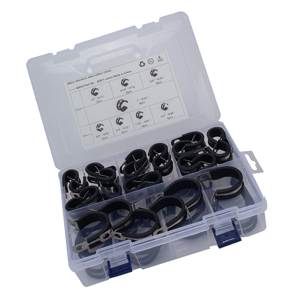 LABRIMP 45Pcs Hose Clamp Kit for Hose Pipes and Air Hoses Black ...