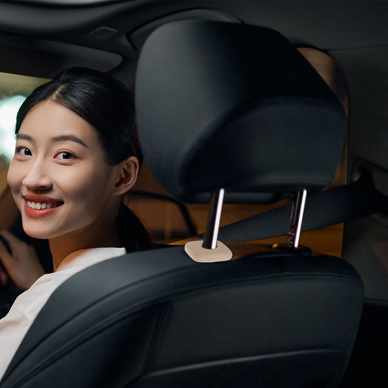 LABRIMP Angle Adjustment Beige Plastic Car Headrest Guide Inserts 2Pcs ...