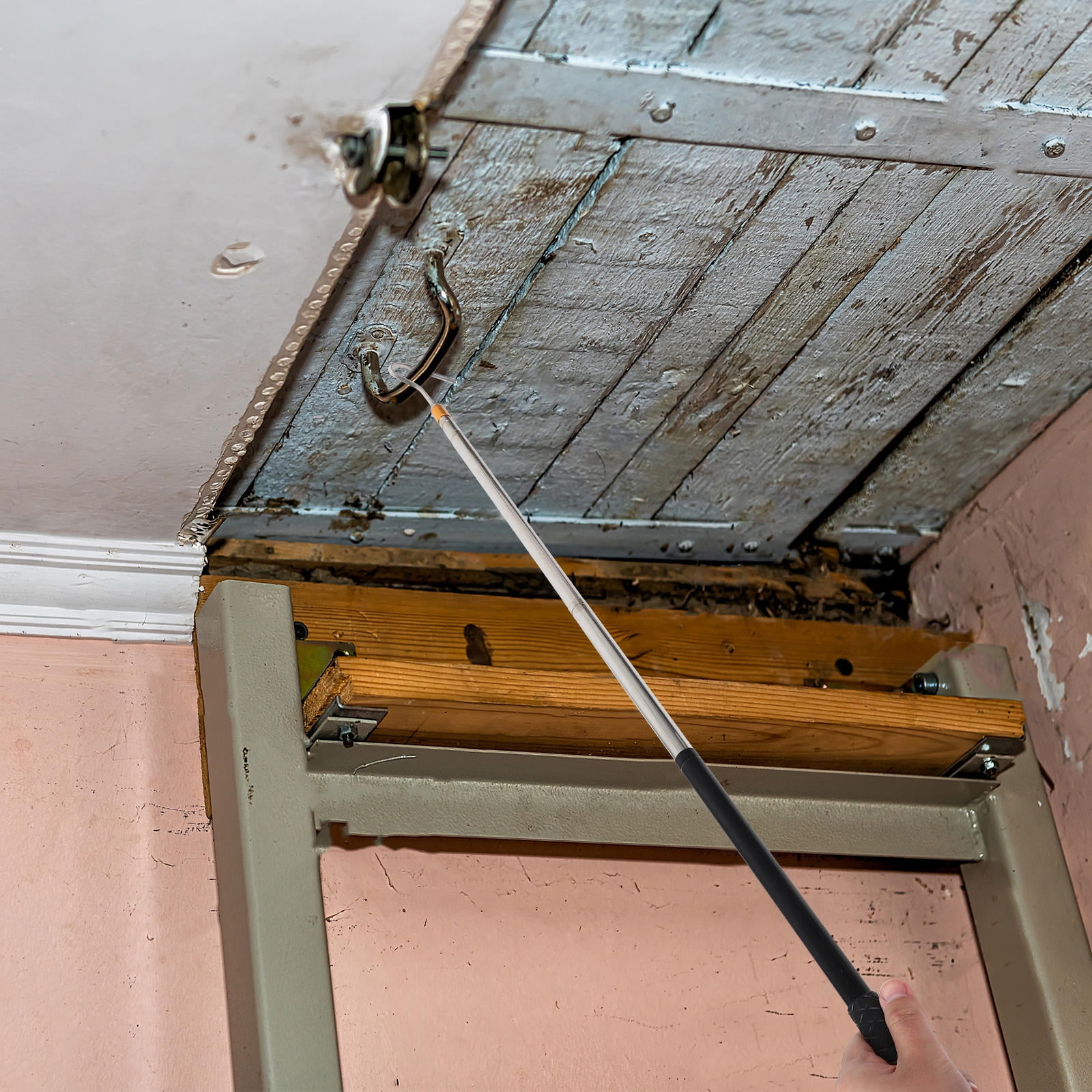 LABRIMP Attic Ladder Pull Down System 1Set with Pull Down Hook for ...