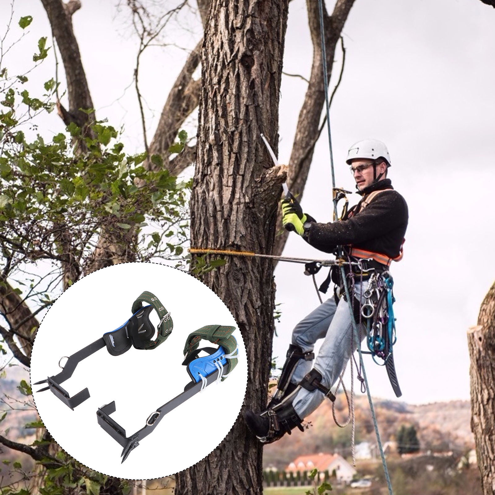 LABRIMP Iron Tree Climbing Spikes Shoes Set 15.72X15.72X5.11in for ...