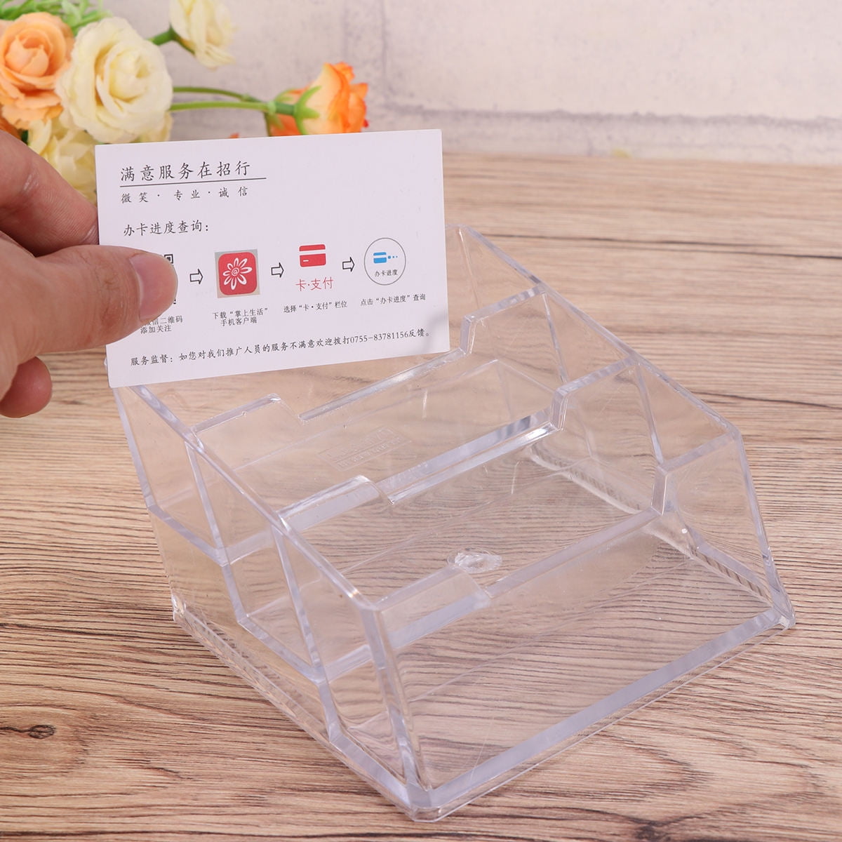 LABRIMP Modern Design 1Pack Transparent Acrylic Rectangular Card Holder ...