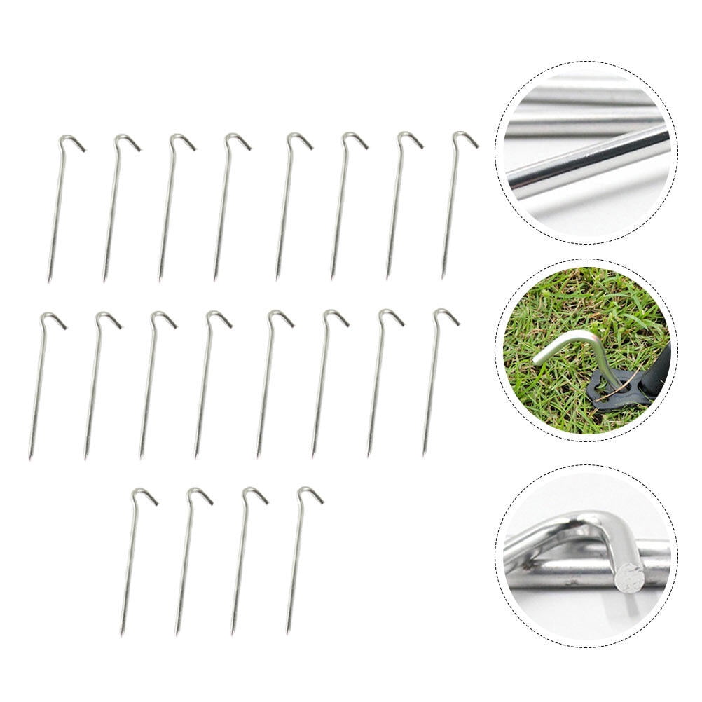 LABRIMP Outdoor Camping Tent Nails 20Pcs Iron Question Mark Shape for ...