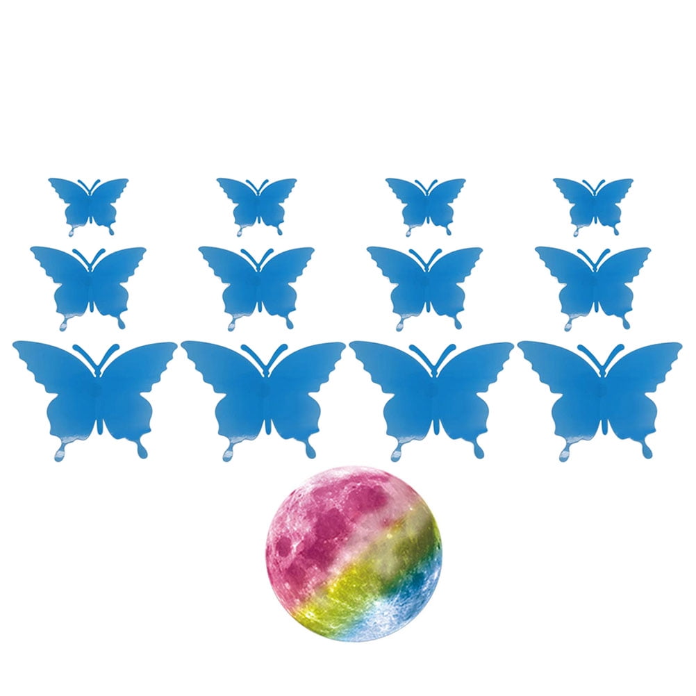 LABSERRON 1 Set Fluorescent Decals Butterflies PVC Wall Sticker for ...
