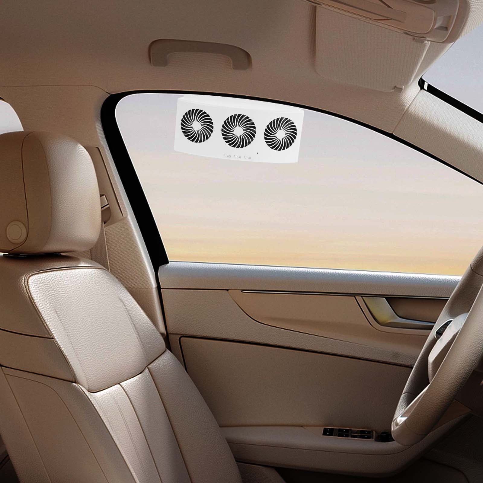 LABSERRON 1 Set Solar Car Window Exhaust Fan White Abs for Drivers and ...