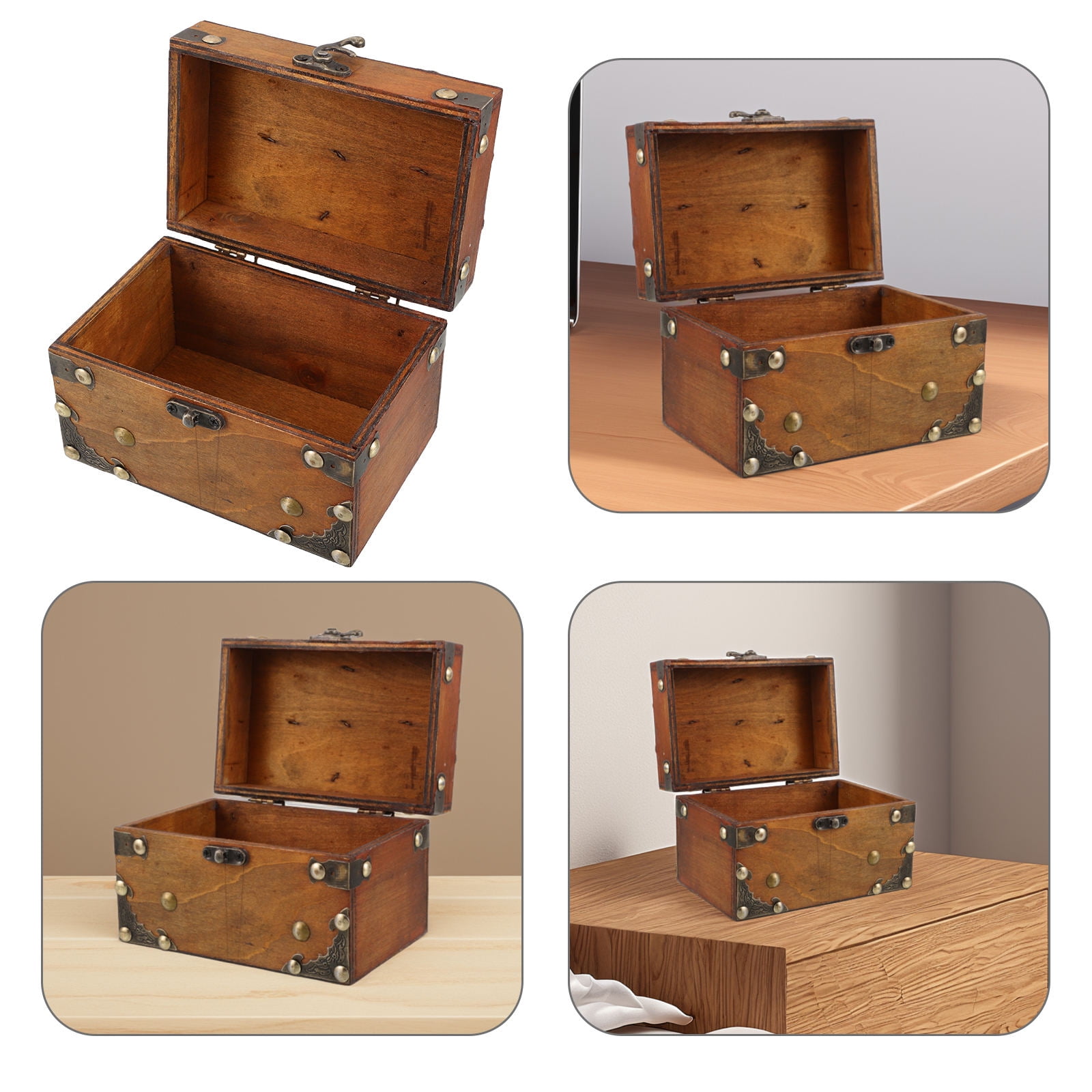 LABSERRON 10 Wooden Antique Storage Boxes Khaki for Small Items ...