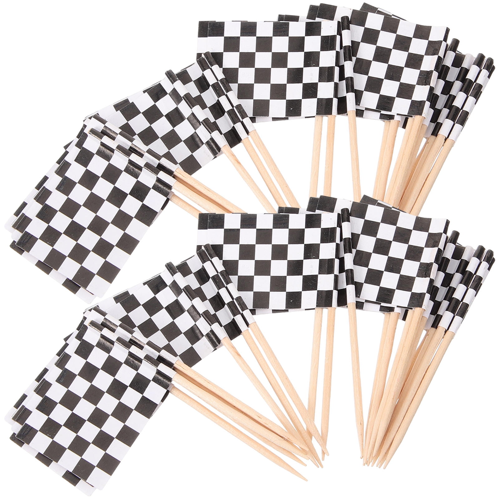 LABSERRON 100Pack Checkered Flag Toothpicks Racing Theme Black White ...