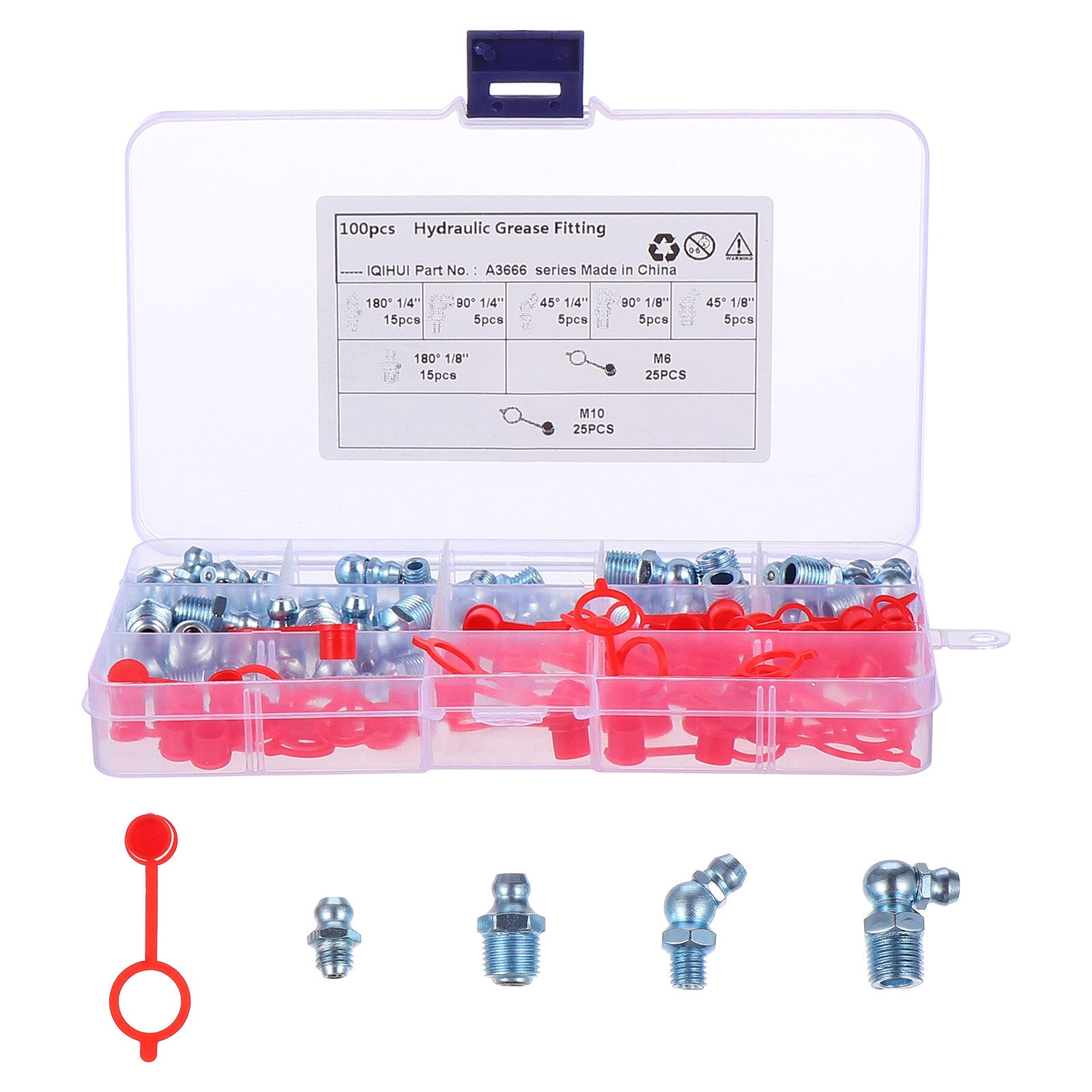 LABSERRON 100Pcs Grease Nipples Assorted Color Zerk Fittings for ...