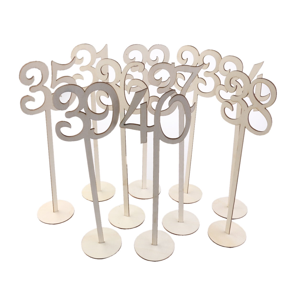 LABSERRON 10Pcs Wedding Table Numbers Wood with Round Base for Marking ...