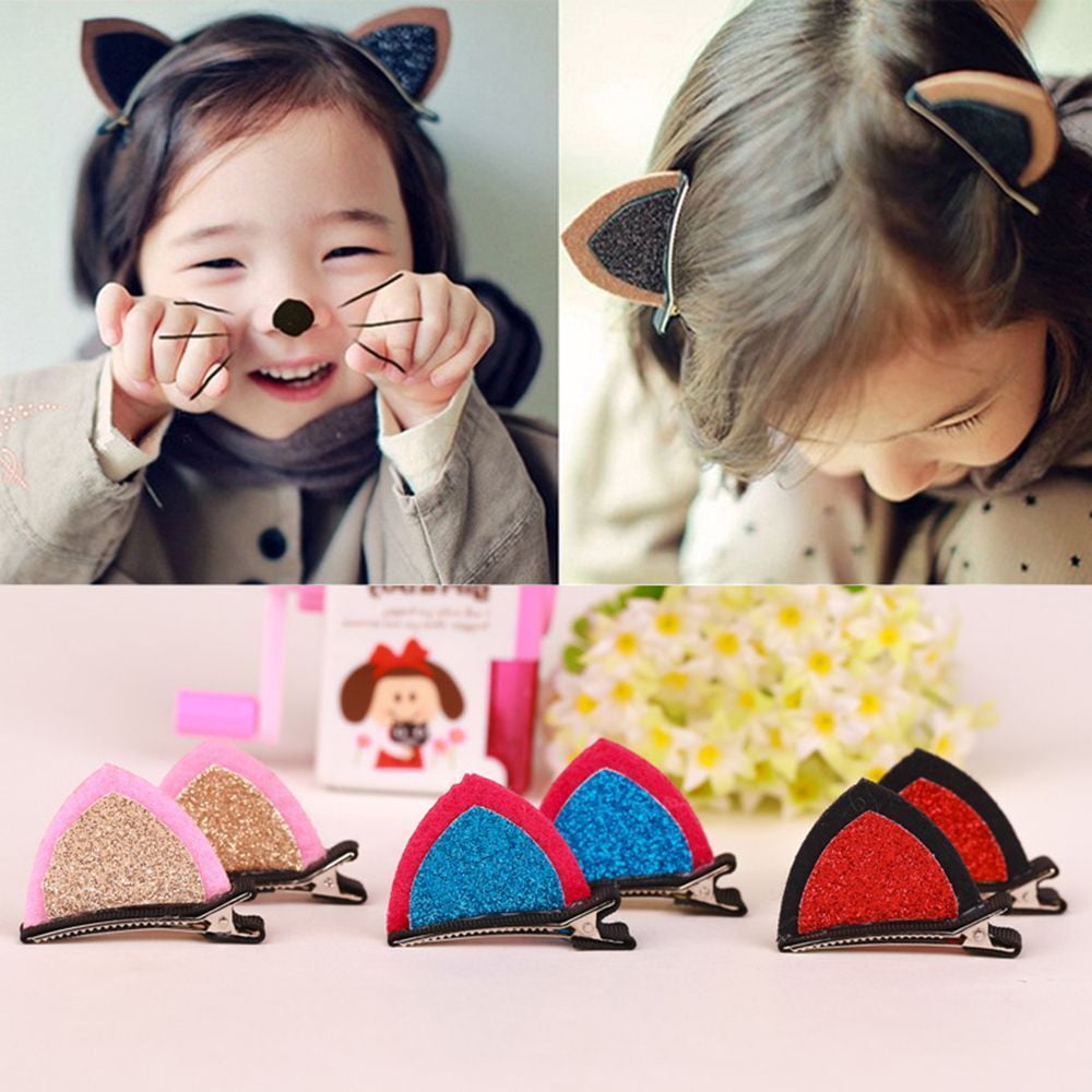 LABSERRON 12Pcs Childrens Barrettes Cat Ear Shape Double Sided Design ...