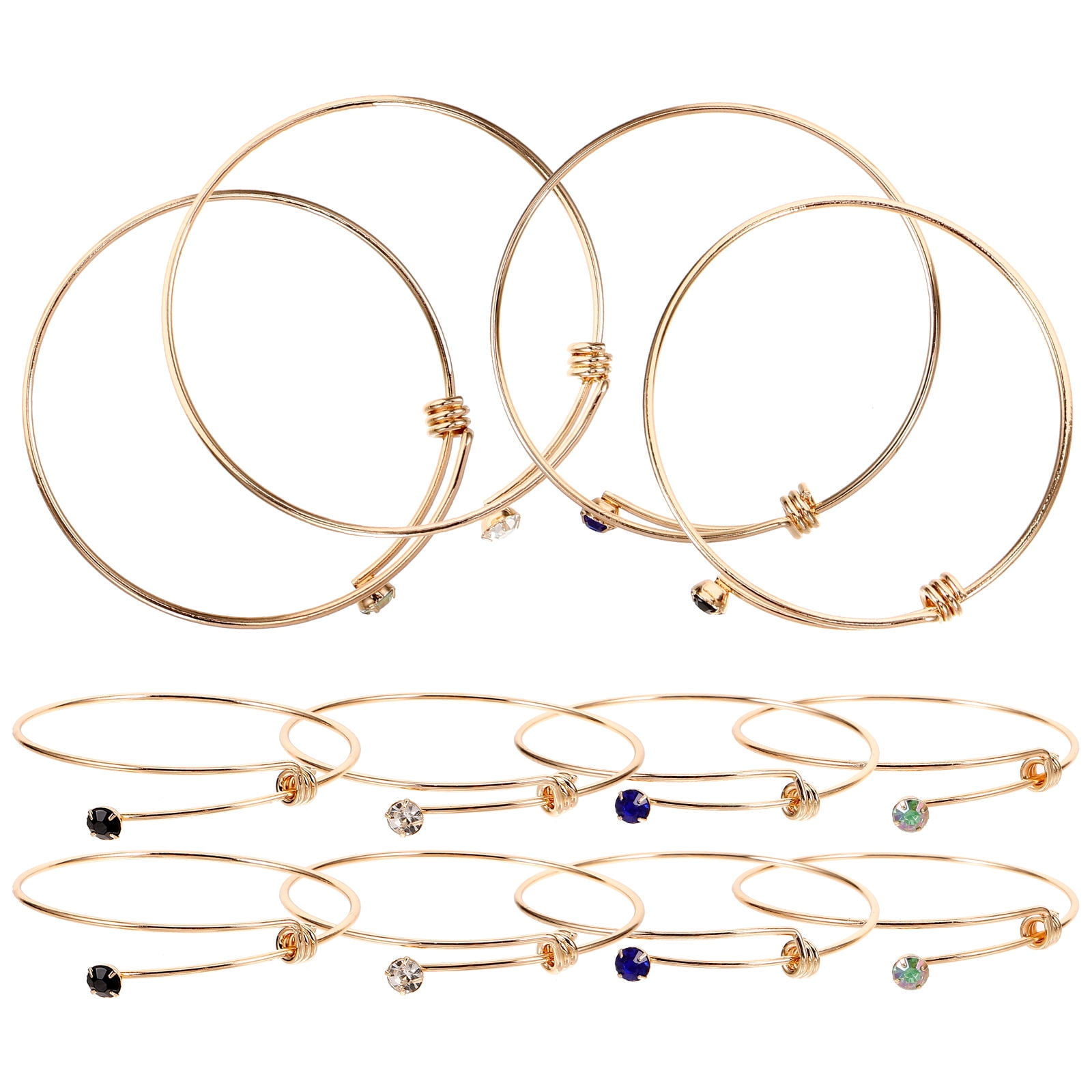 LABSERRON 12Pcs Expandable Wire Bangle Bracelets Assorted Color ...