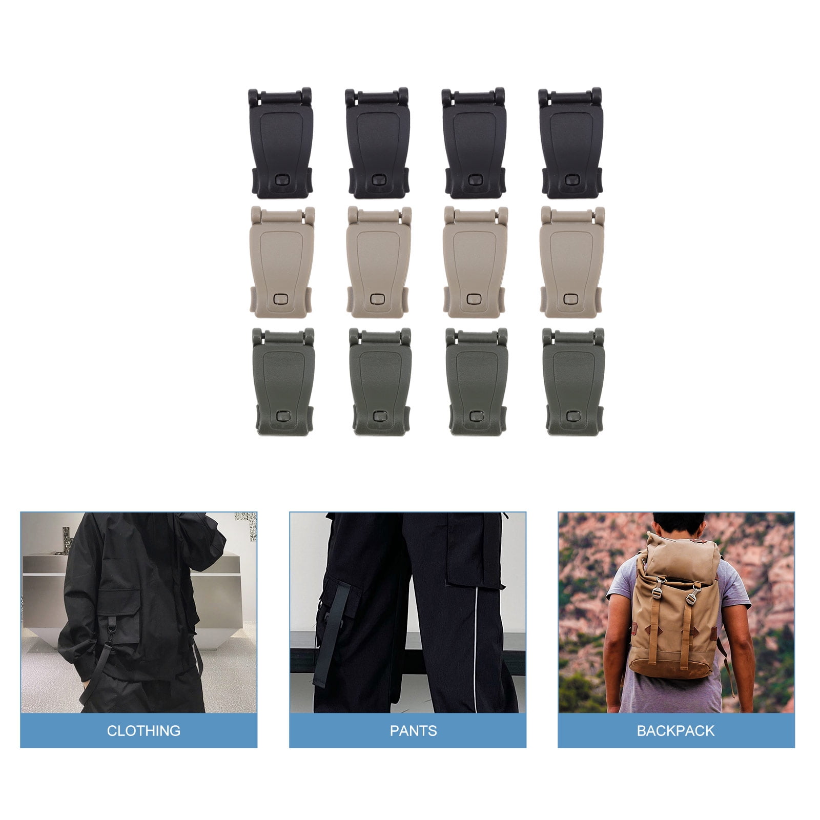 LABSERRON 12Pcs Fixed Buckle for Webbing Clips and Backpack Accessories ...