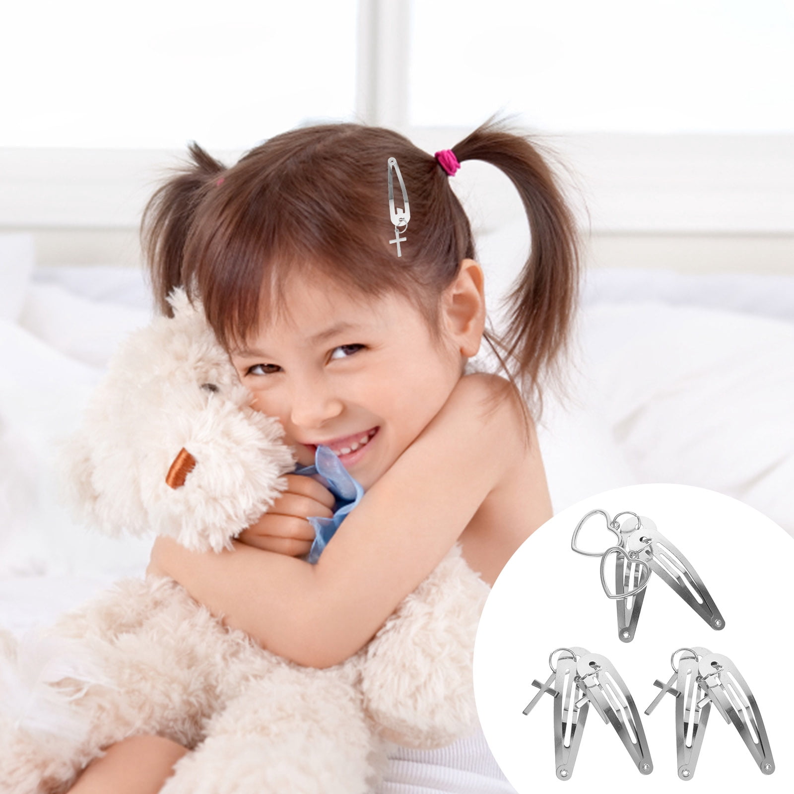 LABSERRON 14Pack Snap Hair Clips For Girl Small Heart Shaped Metal ...