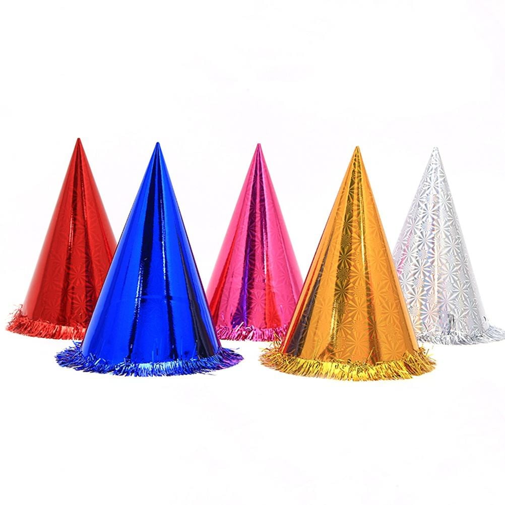 LABSERRON 18Set Birthday Cone Party Hats Assorted Color Paper Film for ...