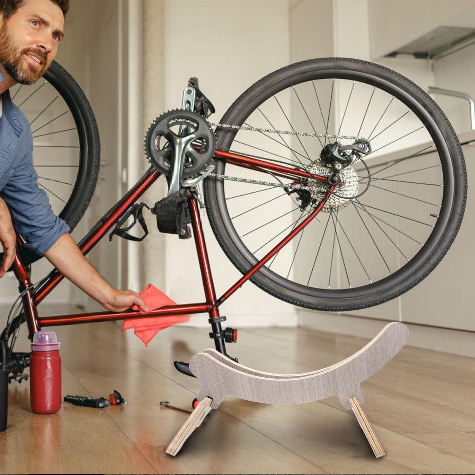 LABSERRON Scooter Stand Rack Bicycle Work Stand Wood 1Set Cyclists ...