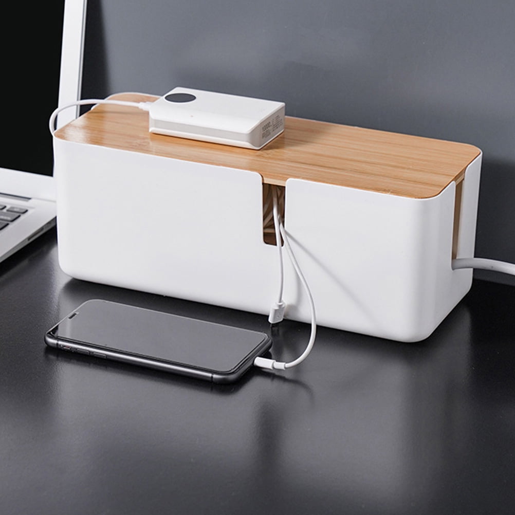 LABSERRON 1Pcs White Plastic Cord Management Box for Wire Organization ...